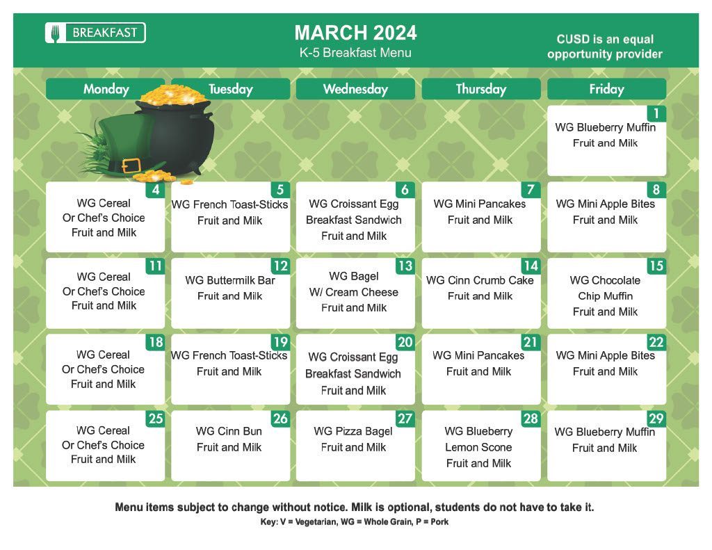 Carlsbad Unified School District - Menus