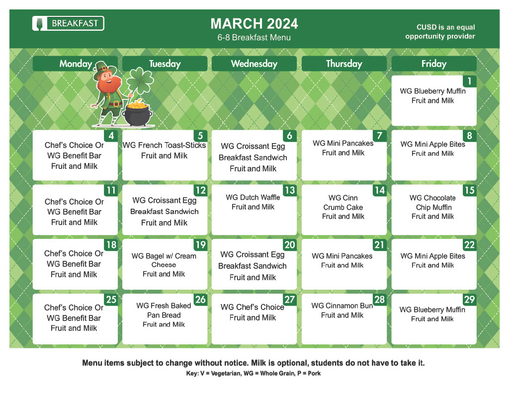 Carlsbad Unified School District - Menus