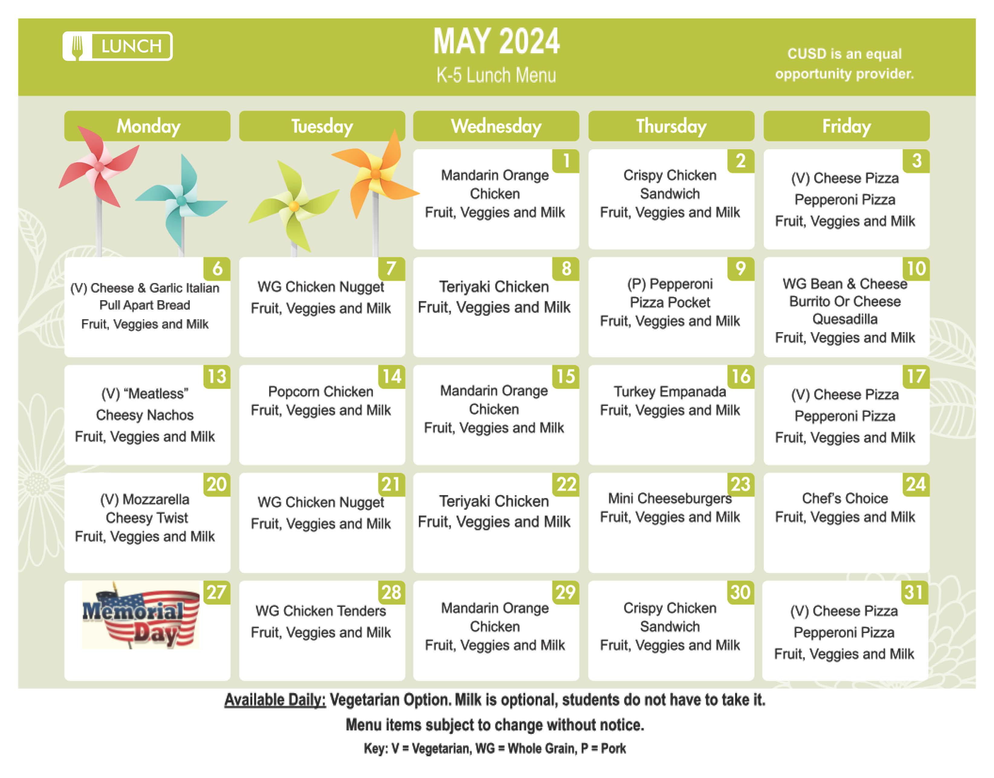 Carlsbad Unified School District - Menus