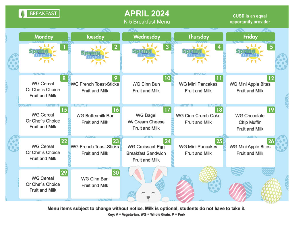 Carlsbad Unified School District - Menus