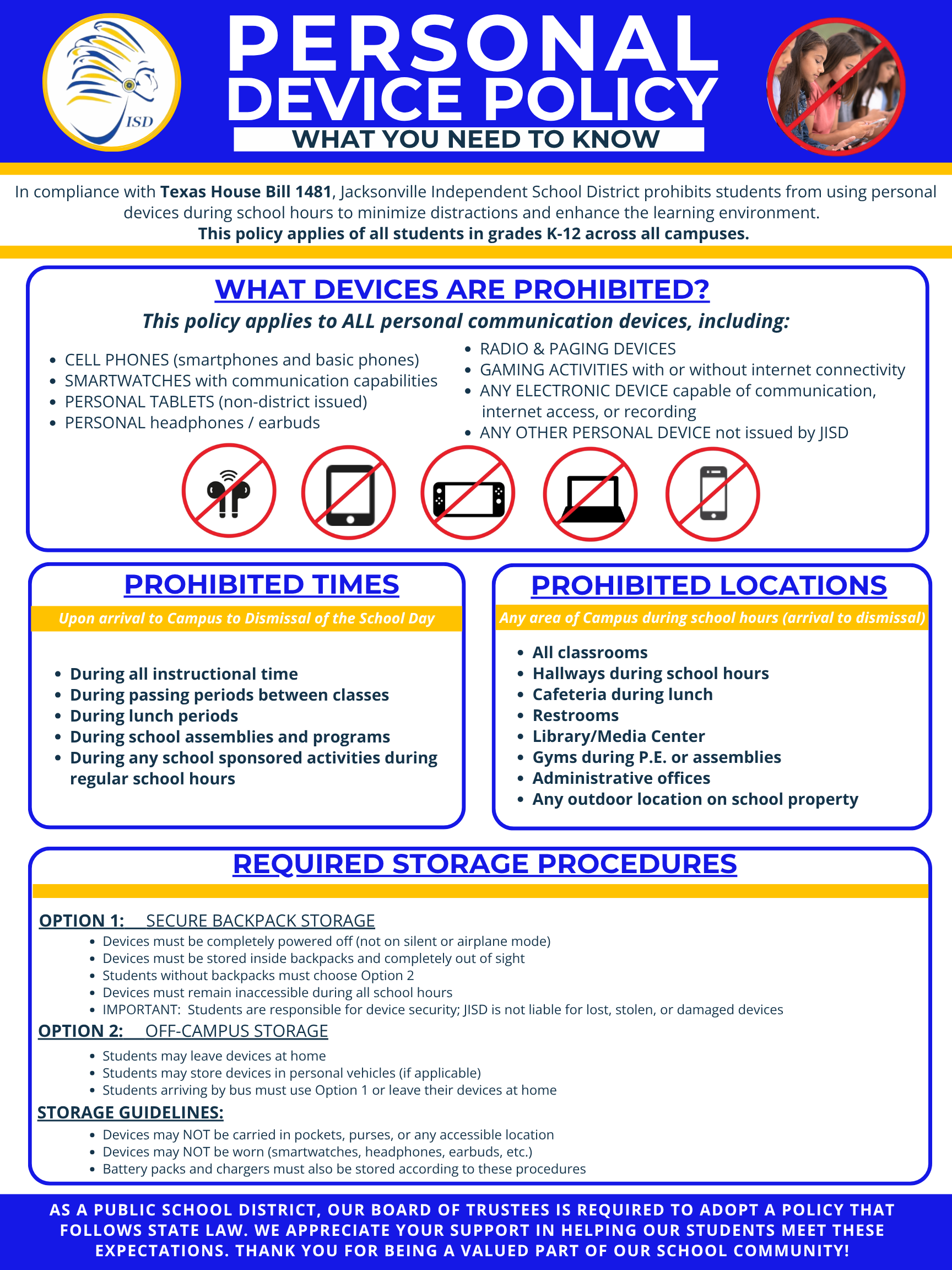 Jacksonville Independent School District - Back to School Information