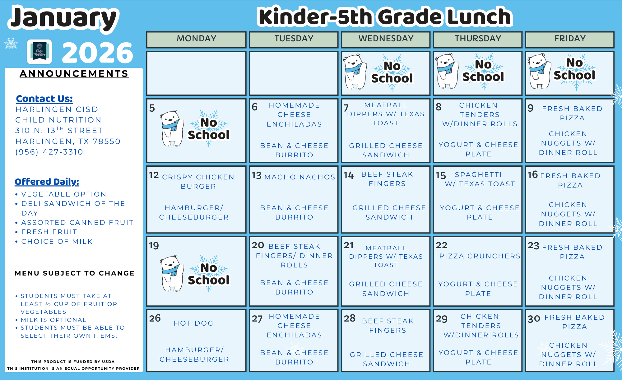 Harlingen CISD - Our Menus