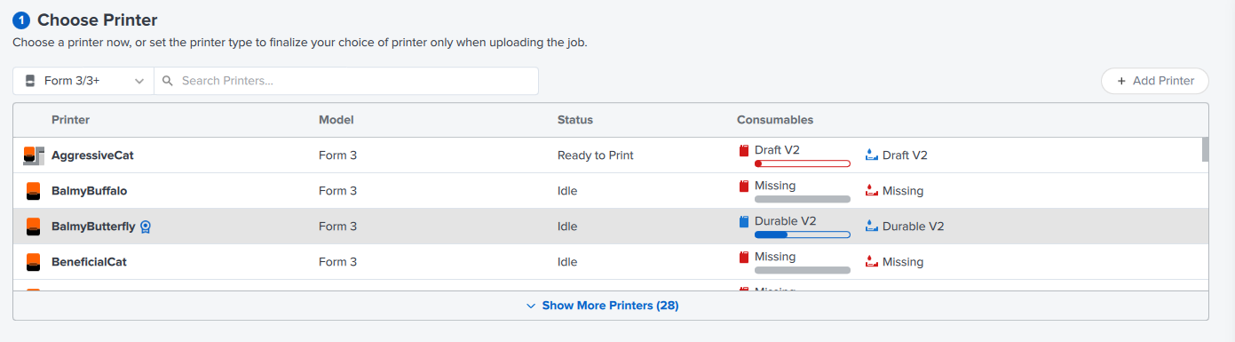 Printing with Open Material Mode (SLA)