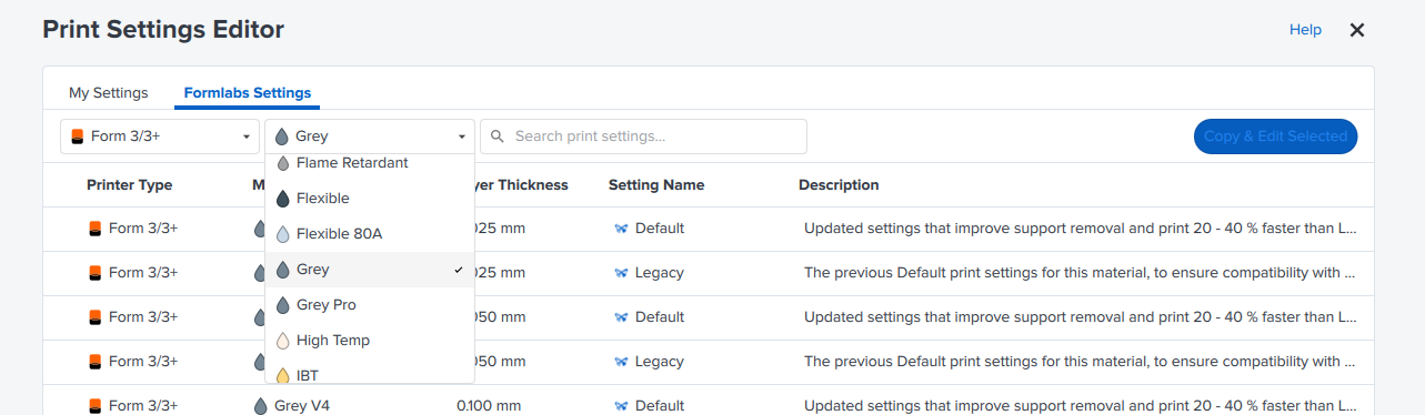 Printing with Open Material Mode (SLA)