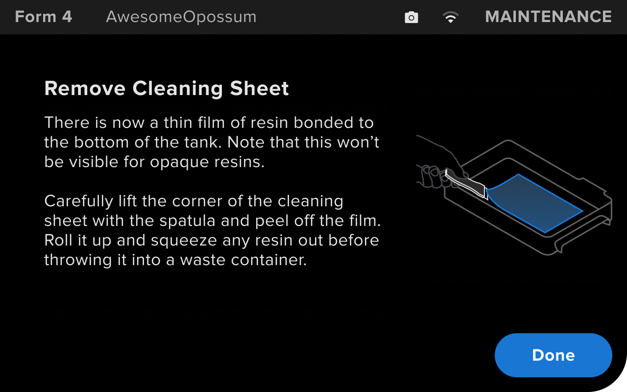 Inspecting and cleaning resin tanks (Form 4 generation)