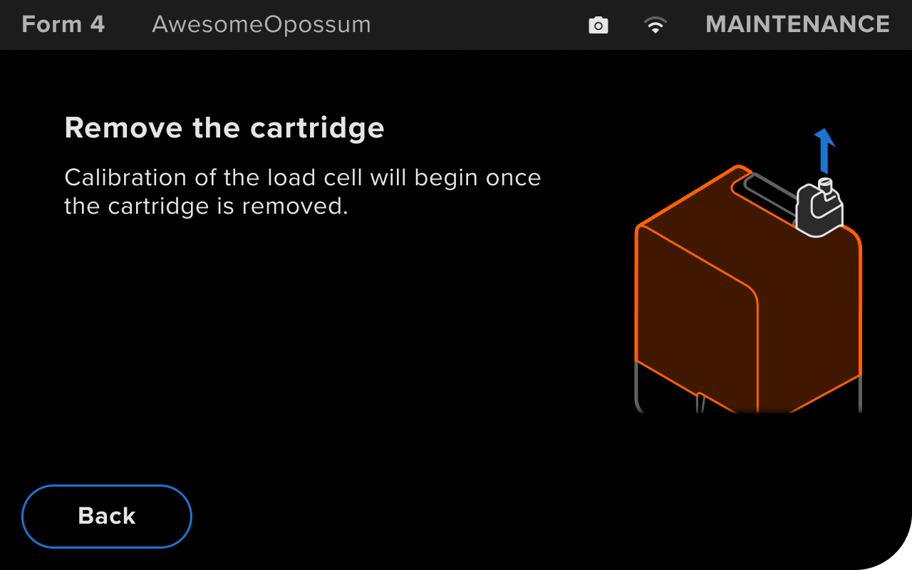Calibrating the cartridge floor load cell (Form 4 and Form 4L generation)
