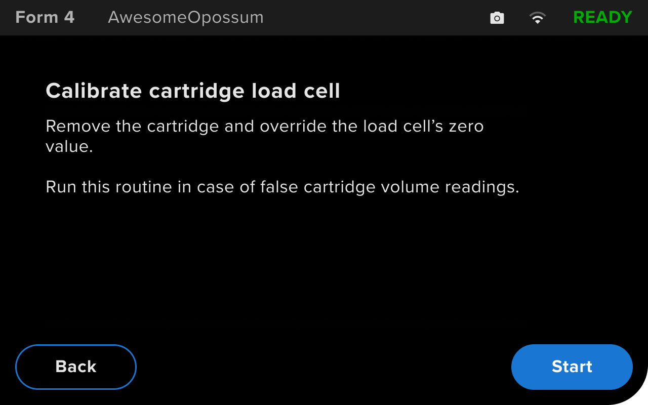 Calibrating the cartridge floor load cell (Form 4 and Form 4L generation)