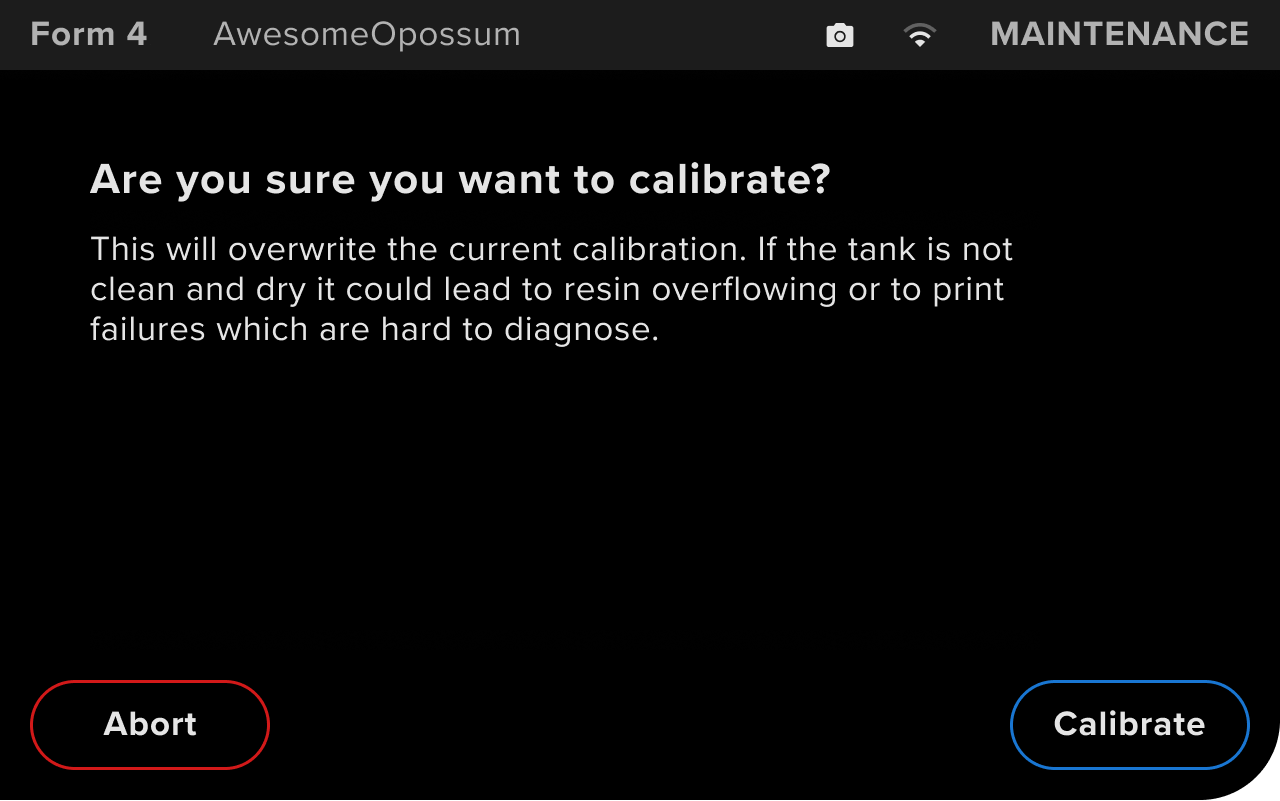 Calibrating the resin level sensor (Form 4 and Form 4L generation)