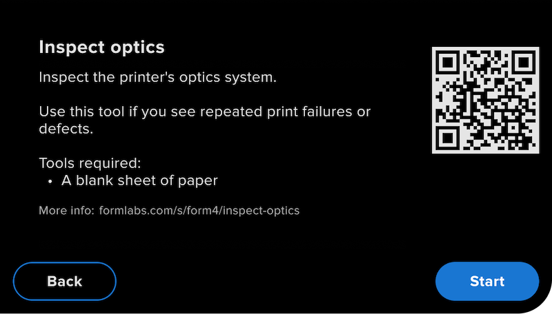 Inspecting the Backlight Unit and LPU (Form 4 and Form 4L generation)