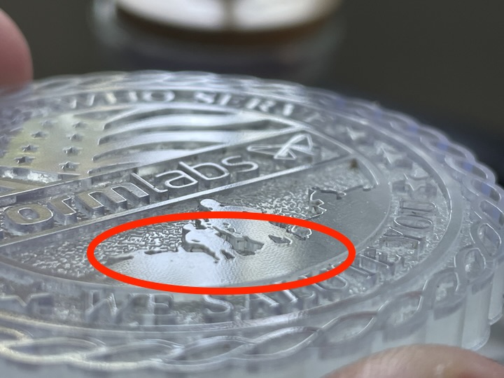 Defects on top surfaces of parts (Form 4 generation)