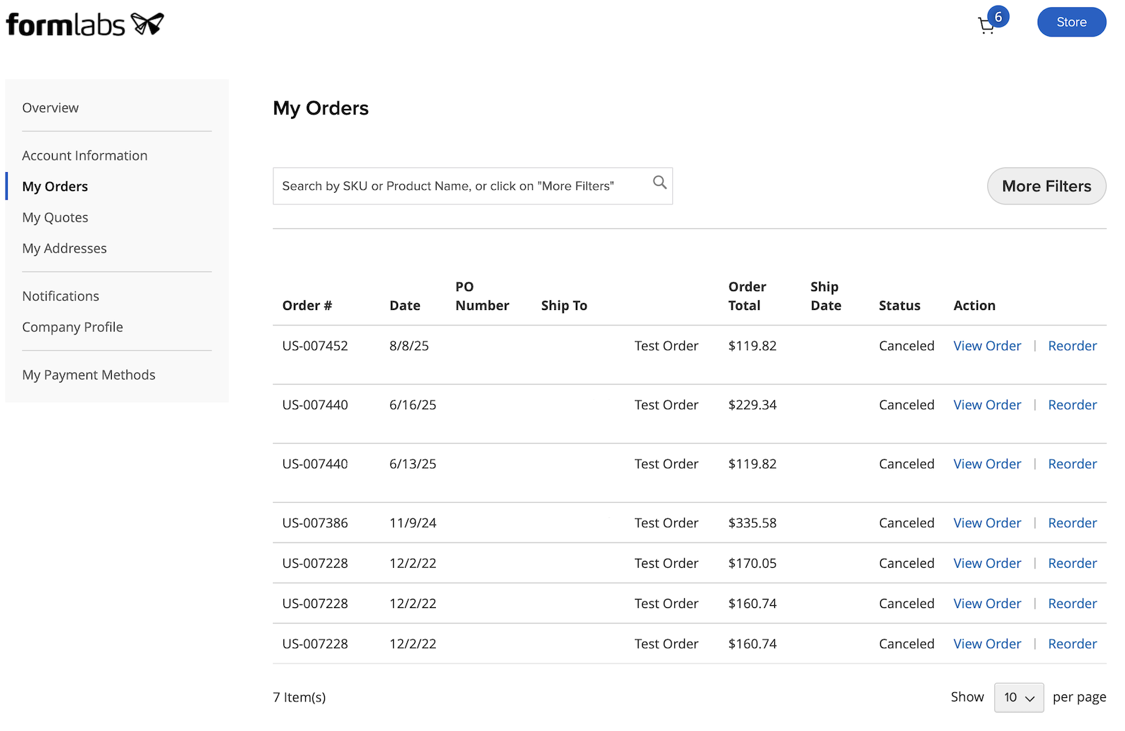 Managing orders and quotes with Dashboard