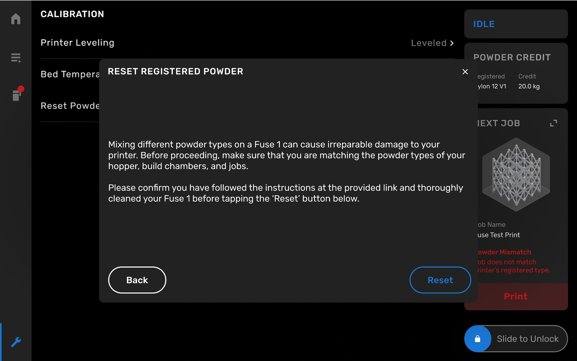 Switching SLS powder types (Fuse 1/Fuse Sift)