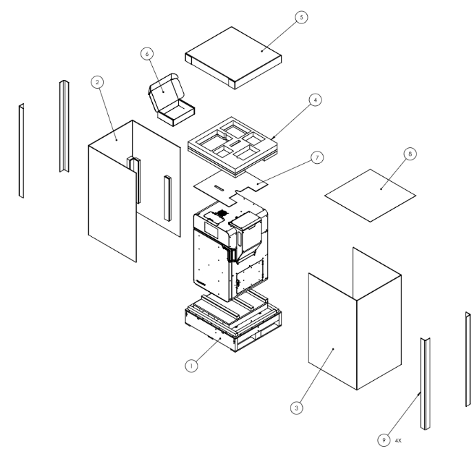 Packaging and transporting a Fuse 1 generation printer