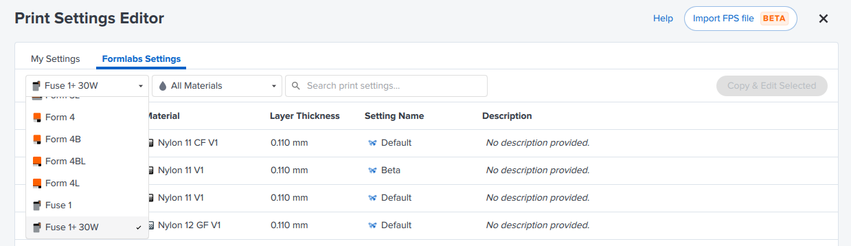Printing with Open Material Mode (SLS)