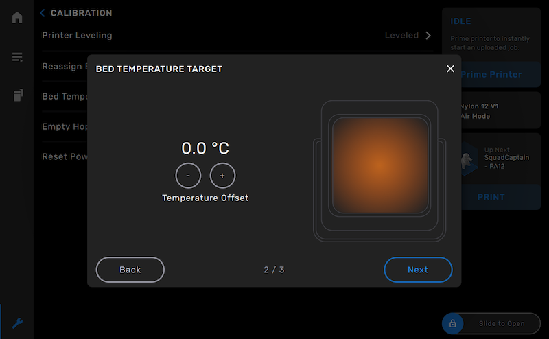Adjusting the Bed Temperature Target on a Fuse 1 generation printer