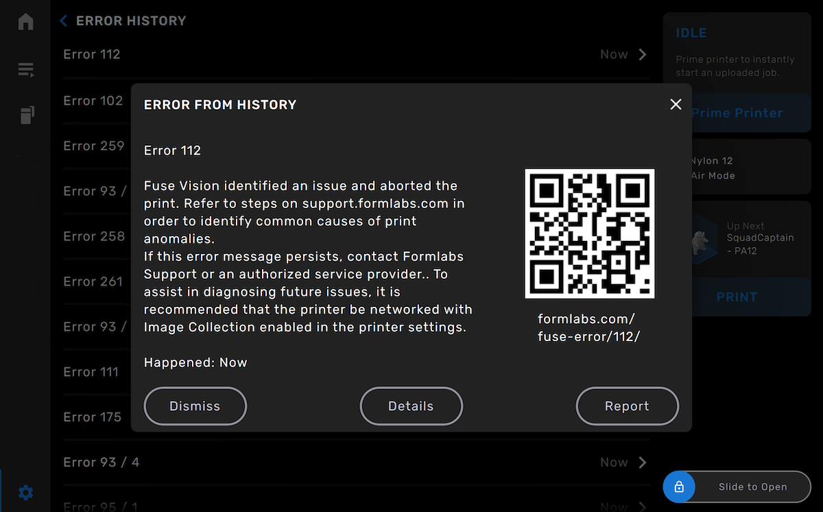Viewing error message history and details (Fuse 1 generation)