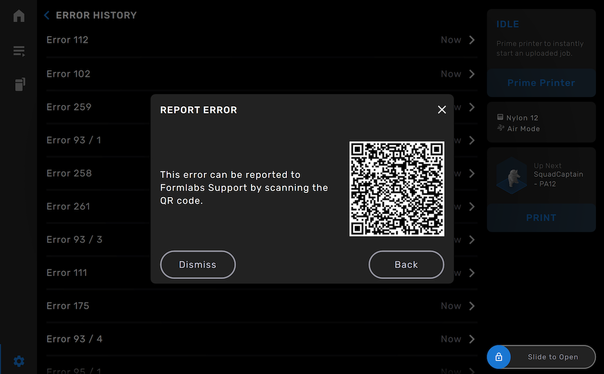 Viewing error message history and details (Fuse 1 generation)
