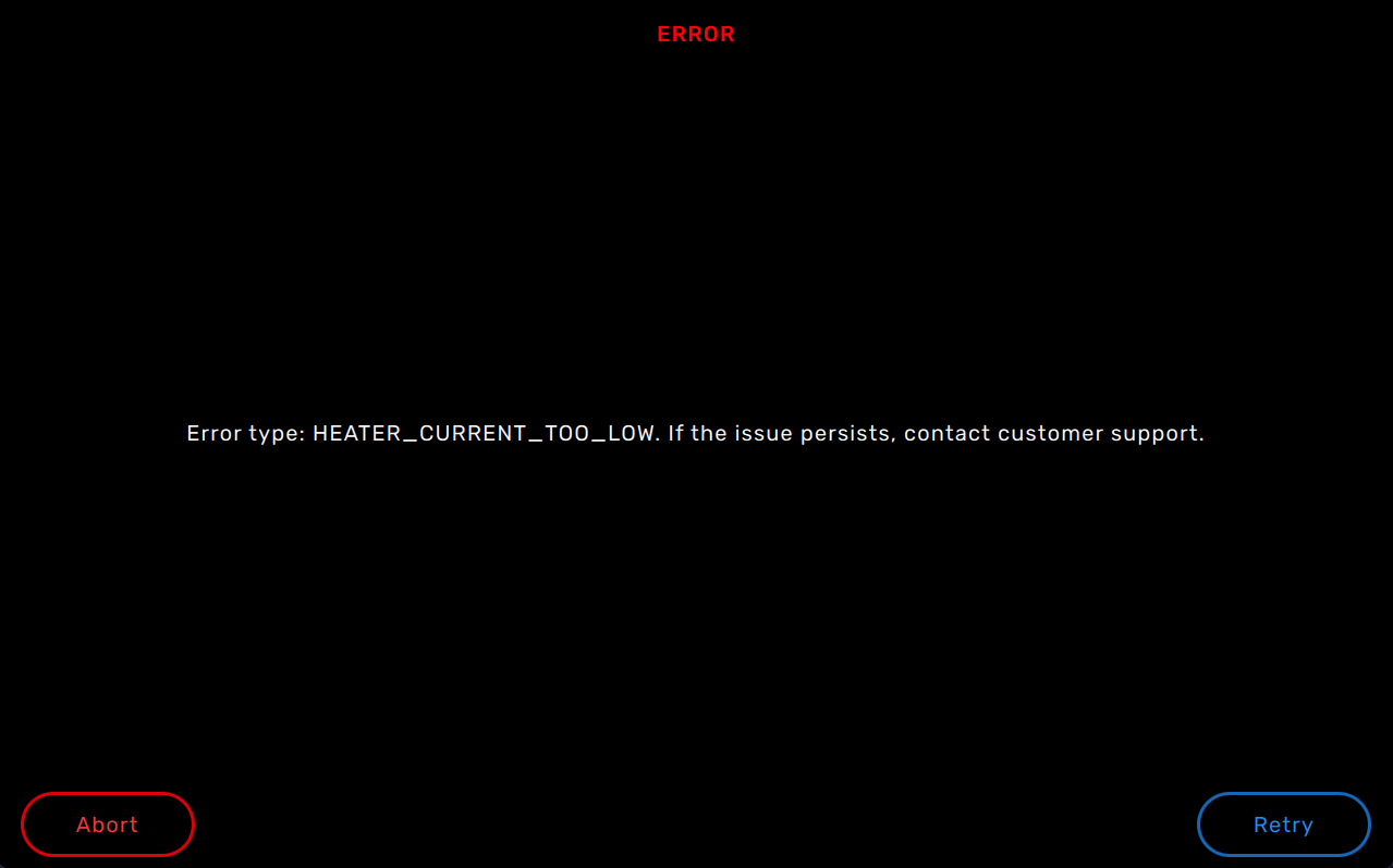 Fuse 1 generation error messages: Error 180/1-8 Heater Current Too Low