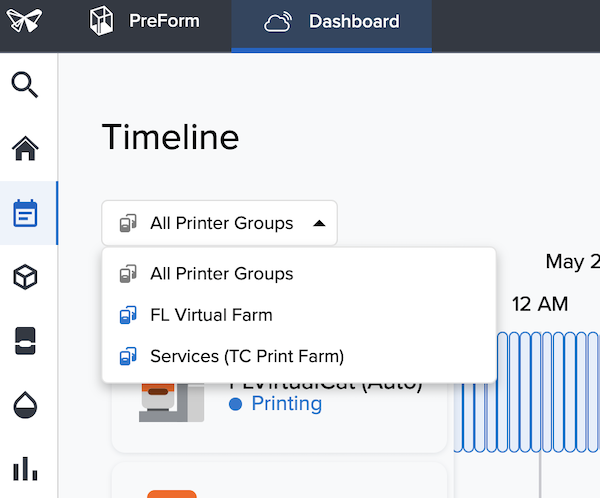 Planning with Timeline in Dashboard