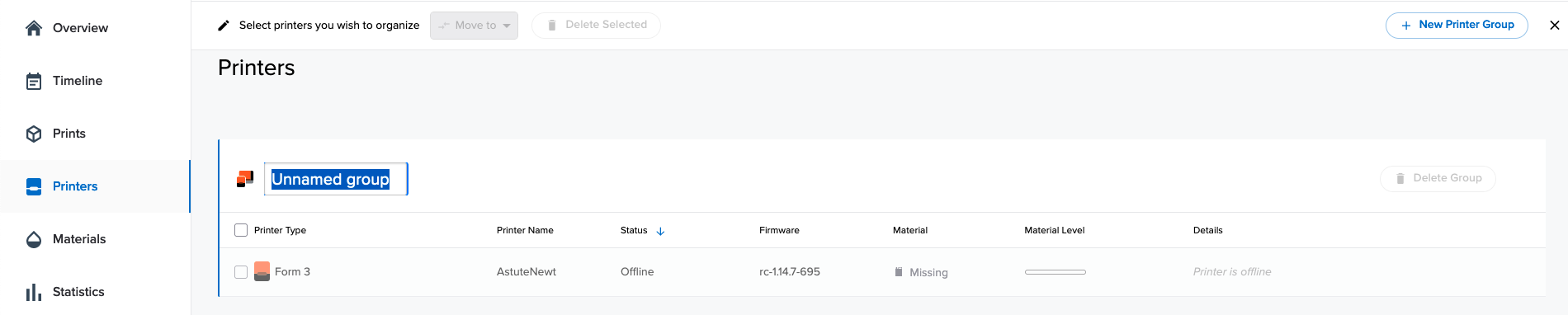 Managing a Printer Group with Dashboard