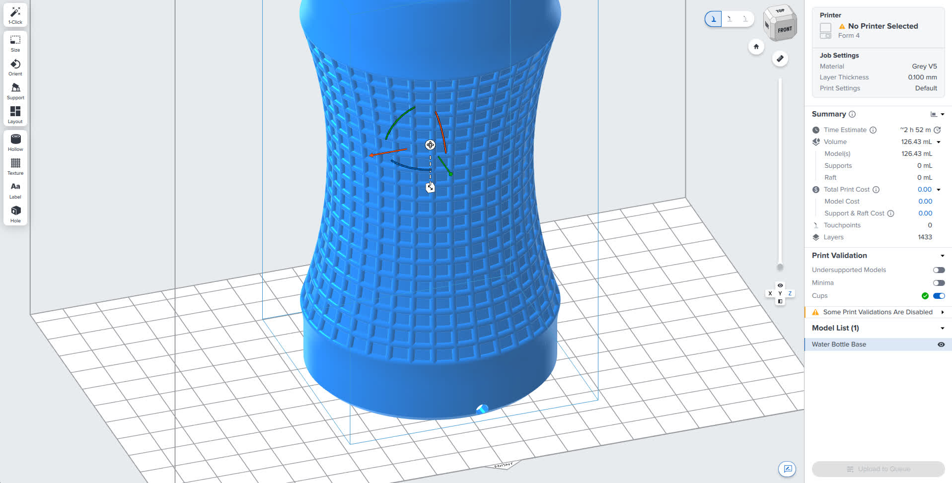 Adding holes to models in PreForm