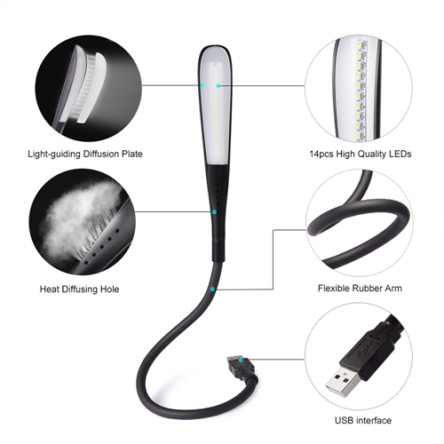 Flexible LED tactile USB lumière ultra lumineux 14LEDS USB led lampe pour ordinateur portable ...
