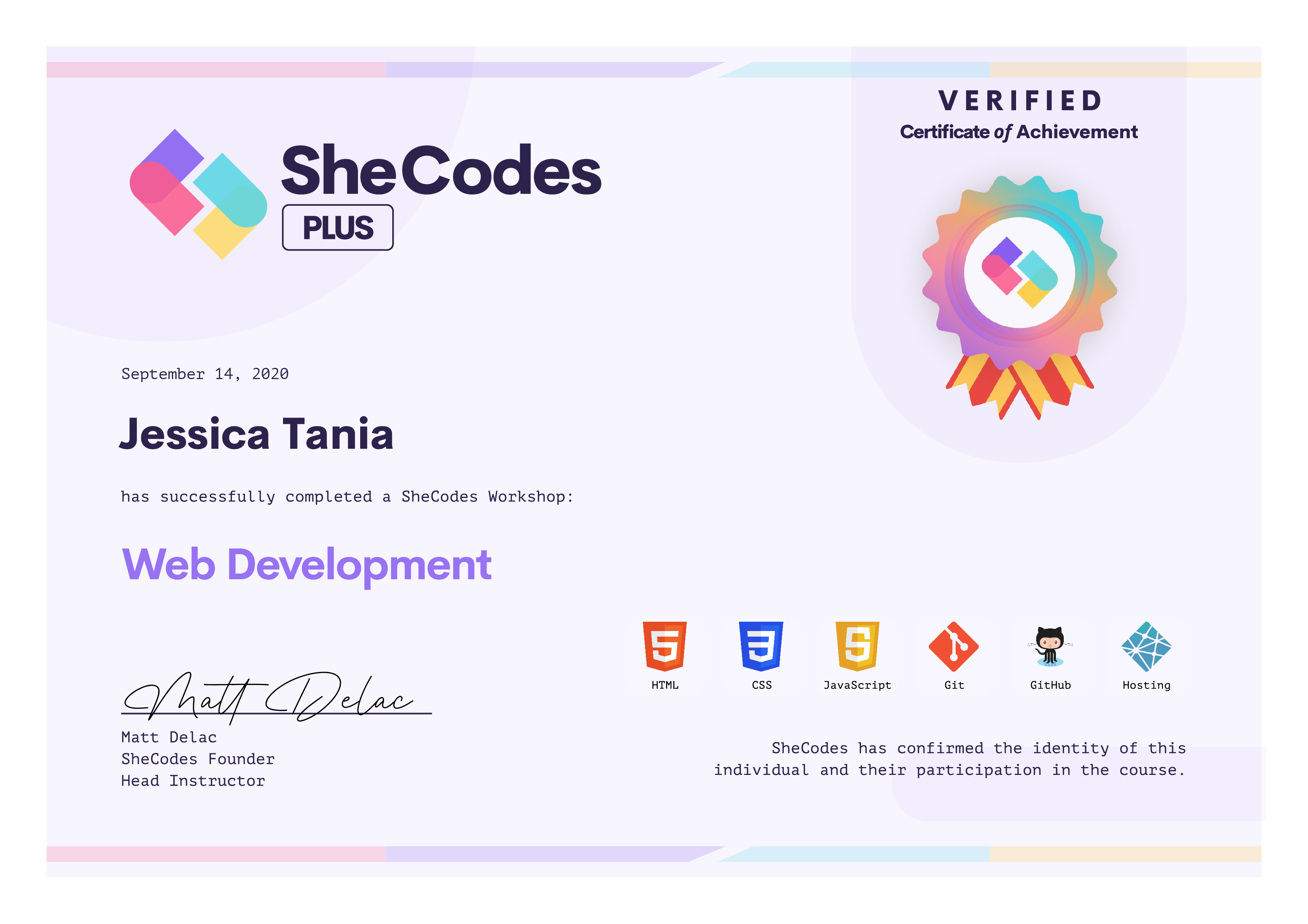 Jessica Tania SheCodes Profile | SheCodes