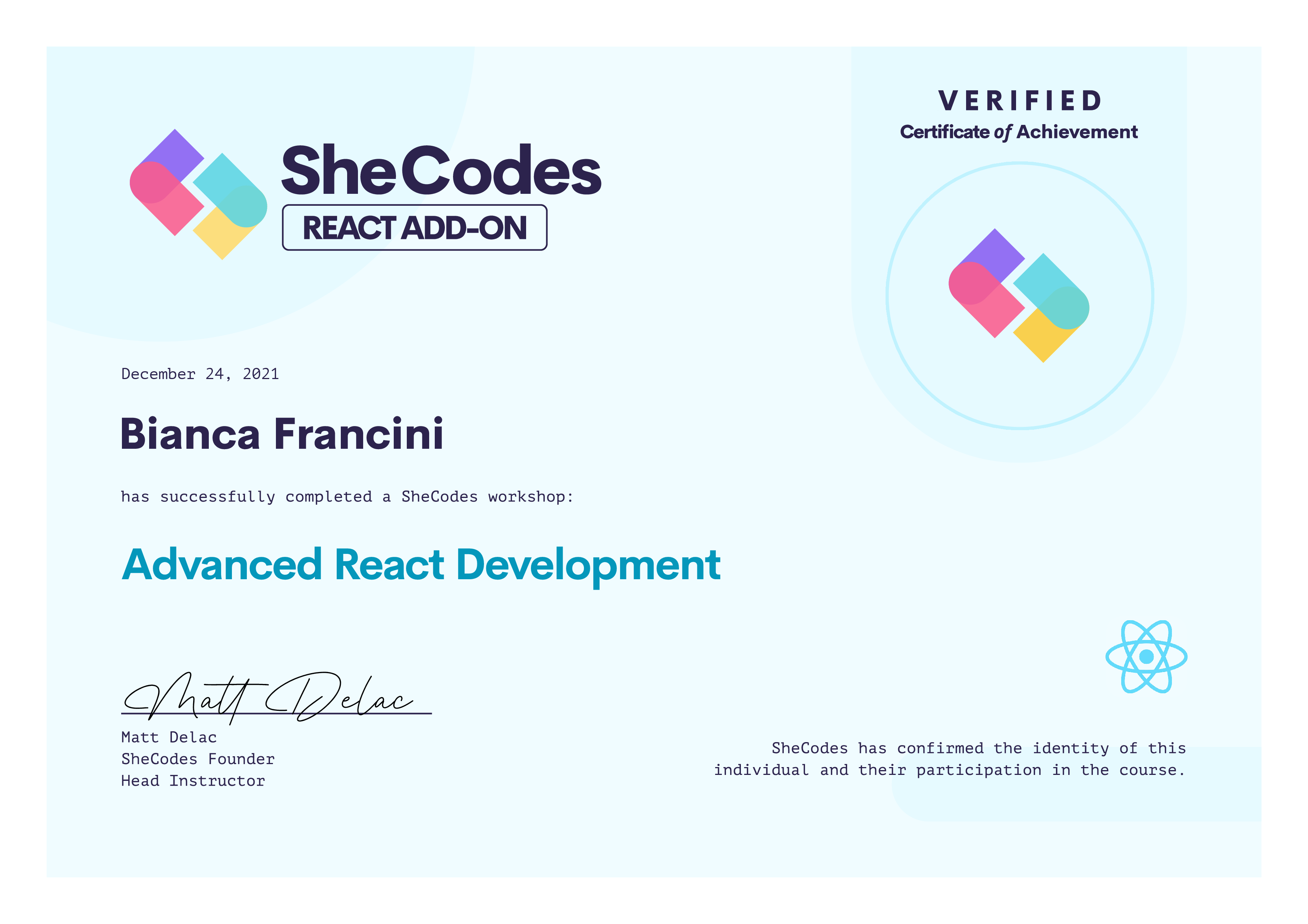 Bianca Francini SheCodes Profile | SheCodes