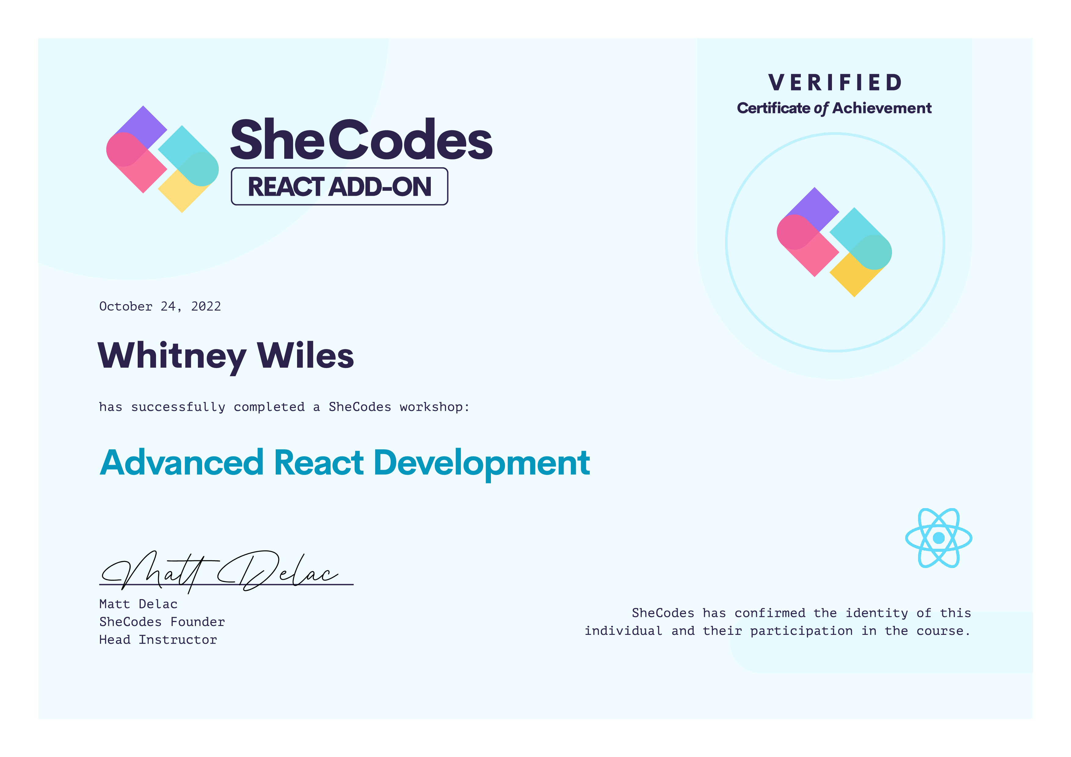Whitney Wiles SheCodes Profile | SheCodes