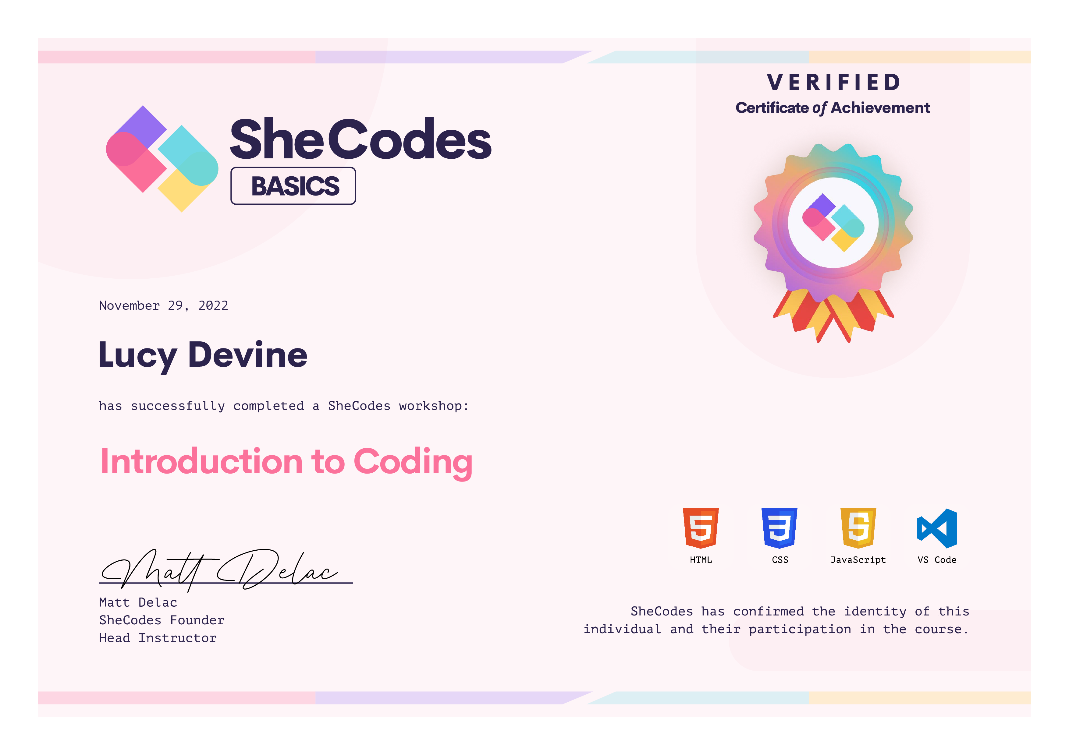 Lucy Devine SheCodes Profile | SheCodes