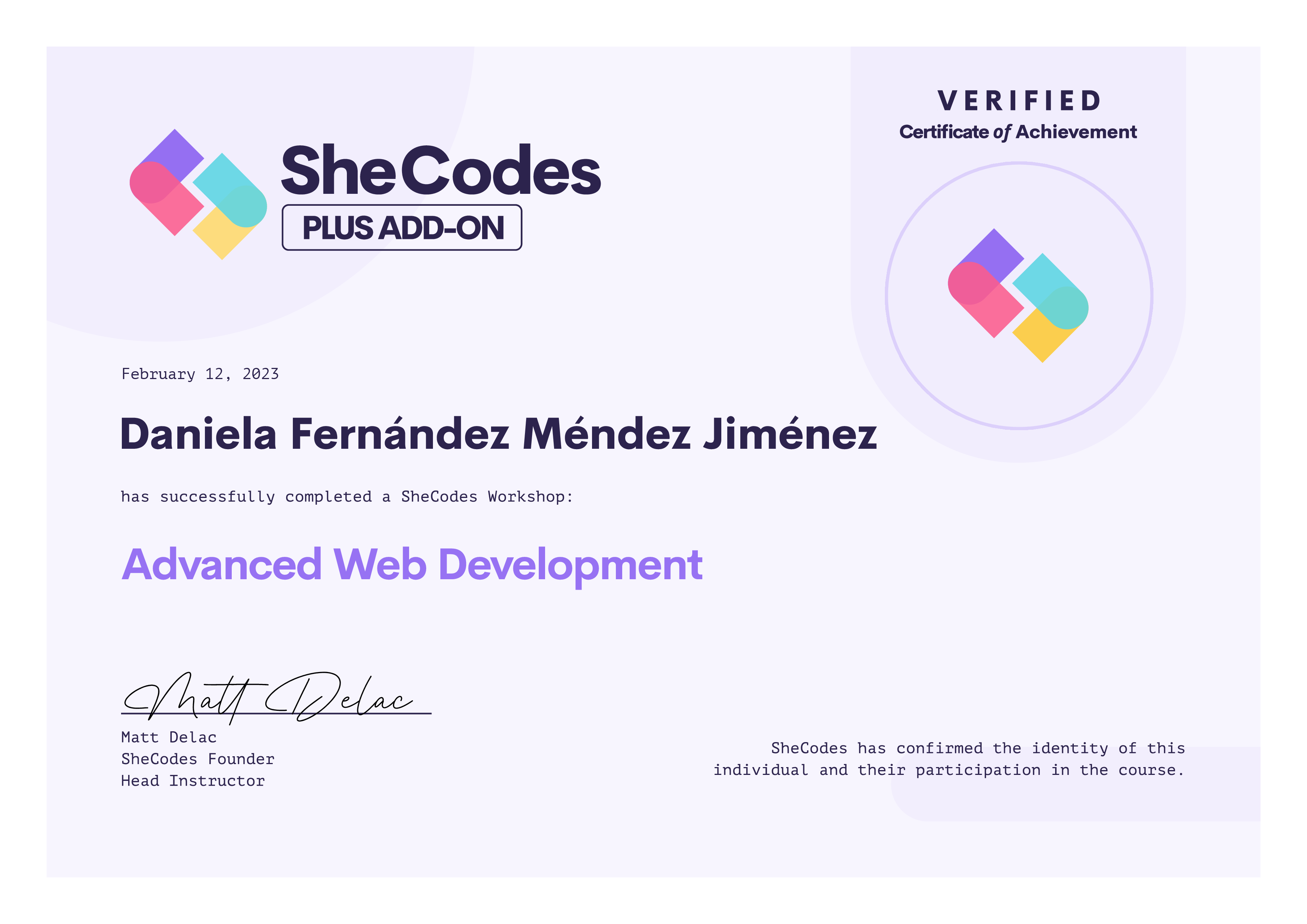 Daniela Fernández Méndez Jiménez SheCodes Profile | SheCodes