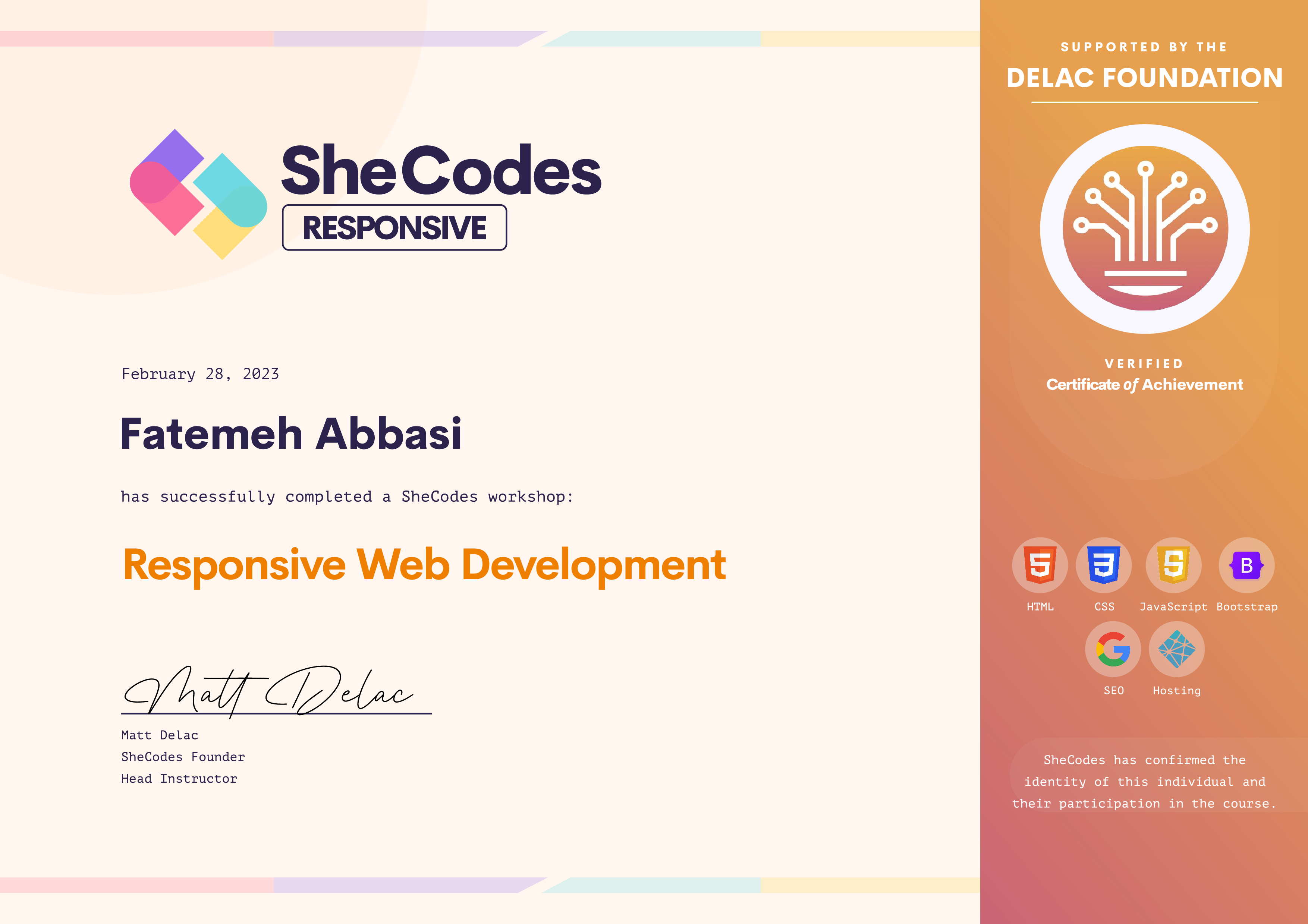 Fatemeh Abbasi SheCodes Profile | SheCodes