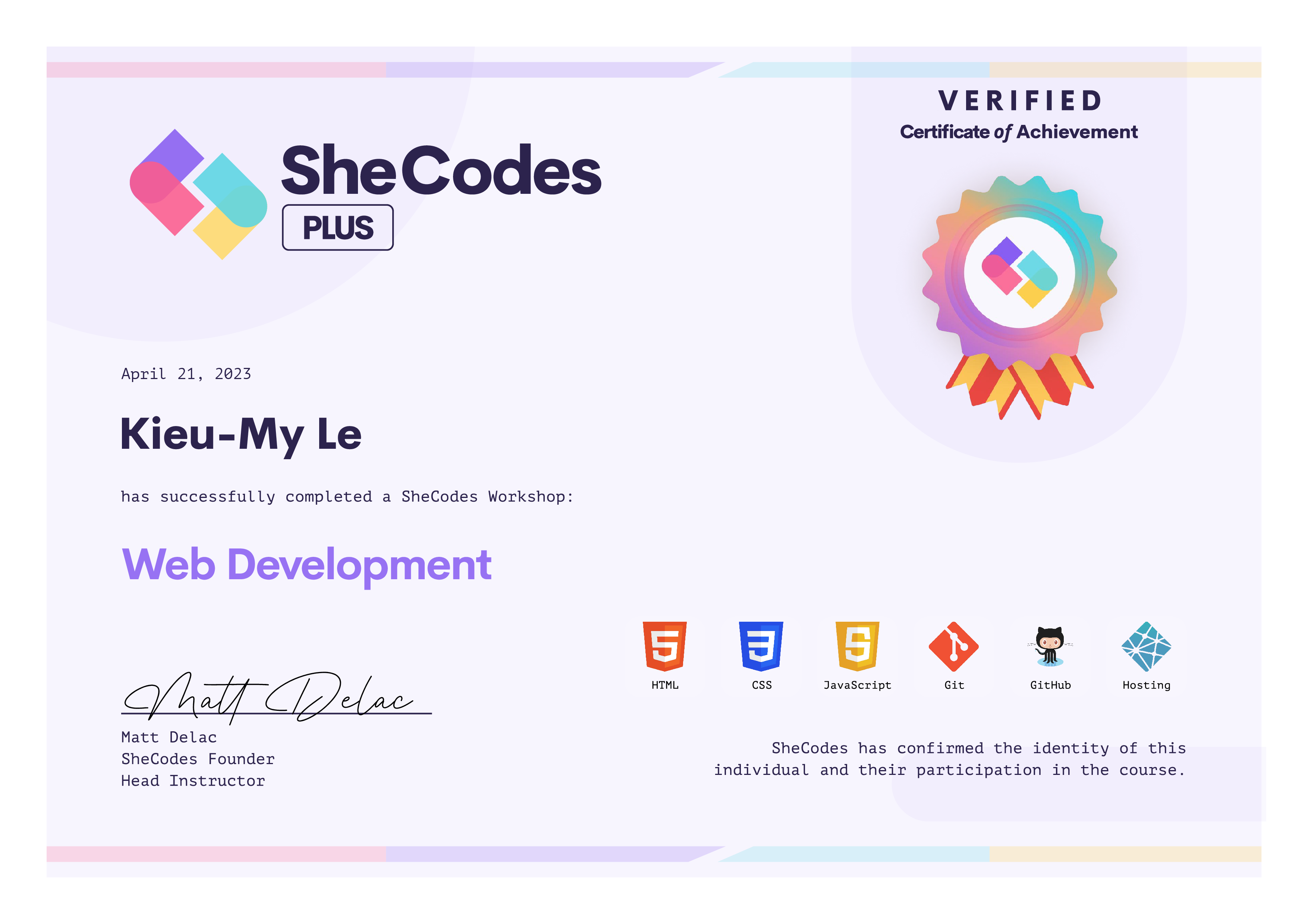 Kieu-My Le SheCodes Profile | SheCodes