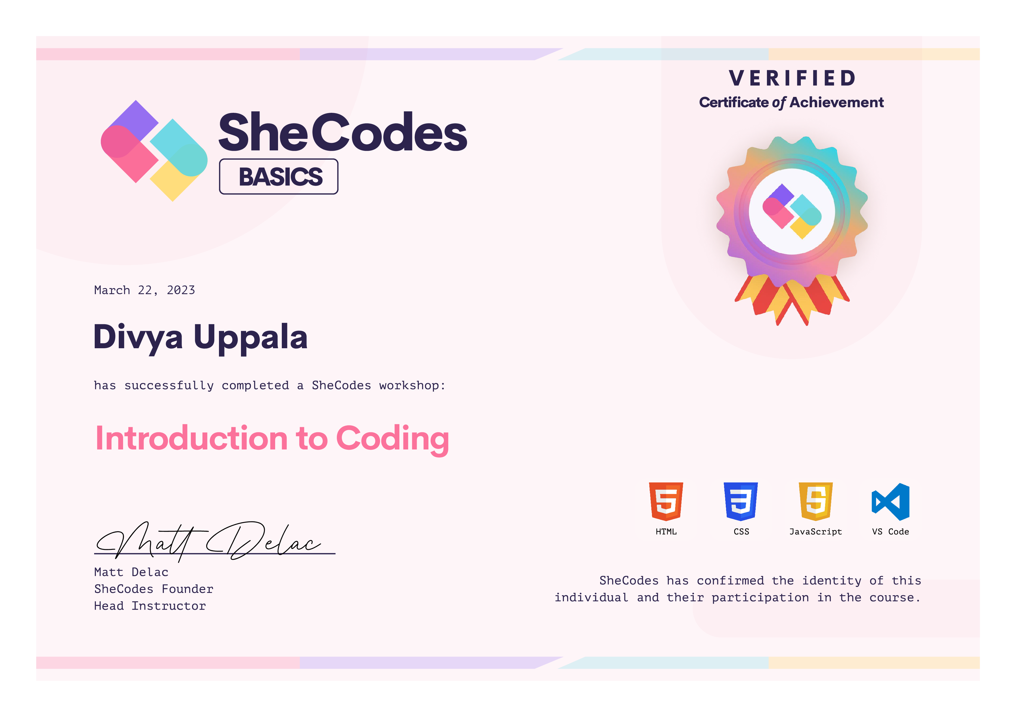 Divya Uppala SheCodes Profile | SheCodes