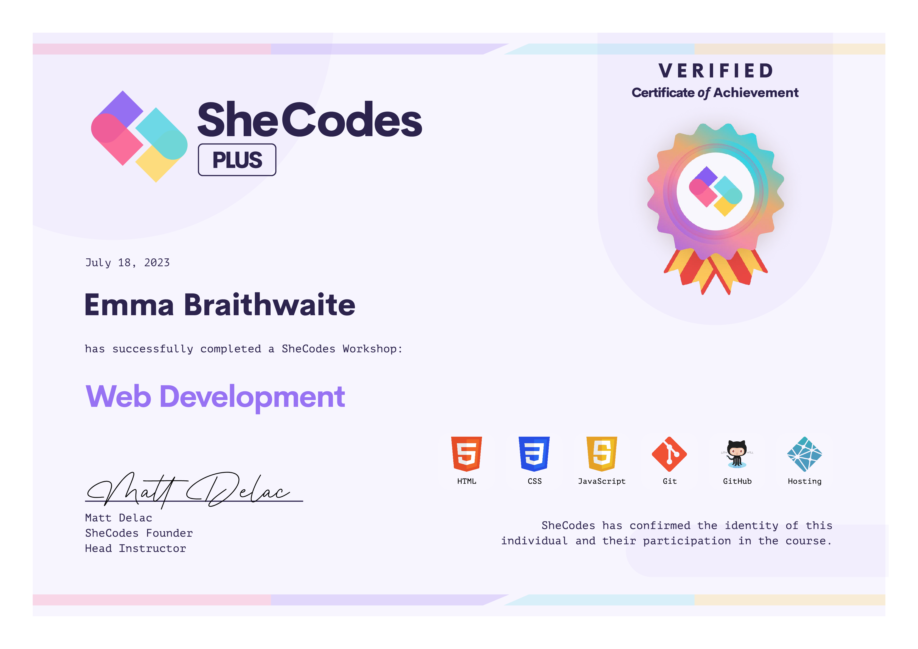Emma Braithwaite SheCodes Profile | SheCodes