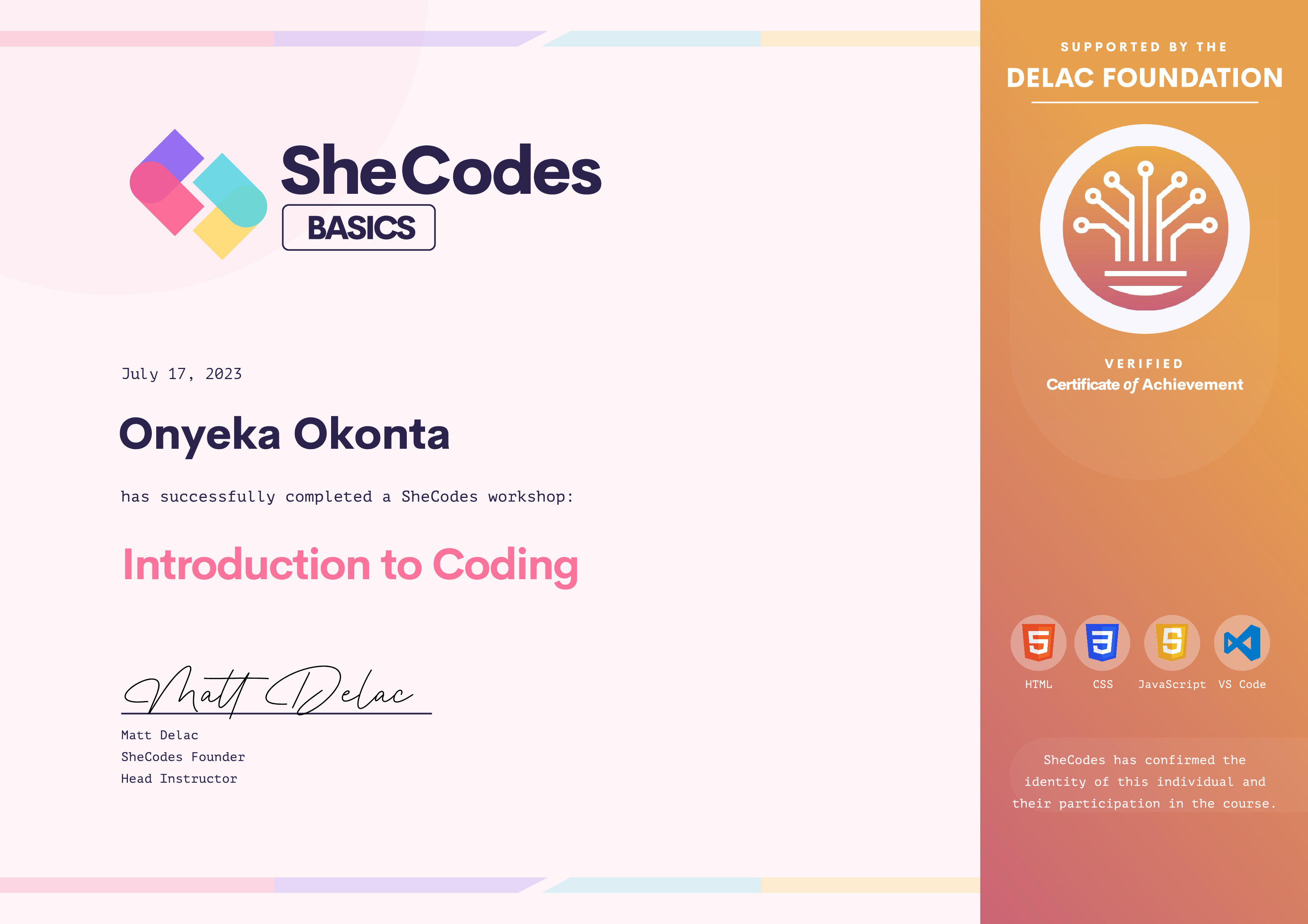 Onyeka Okonta SheCodes Profile | SheCodes