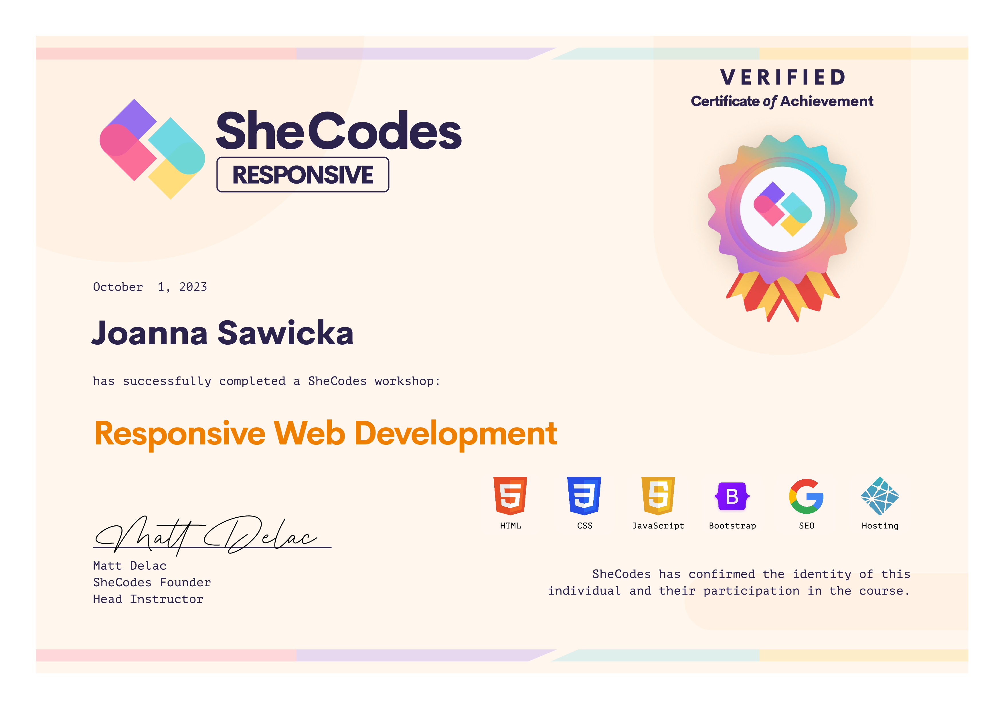 Joanna Sawicka SheCodes Profile | SheCodes