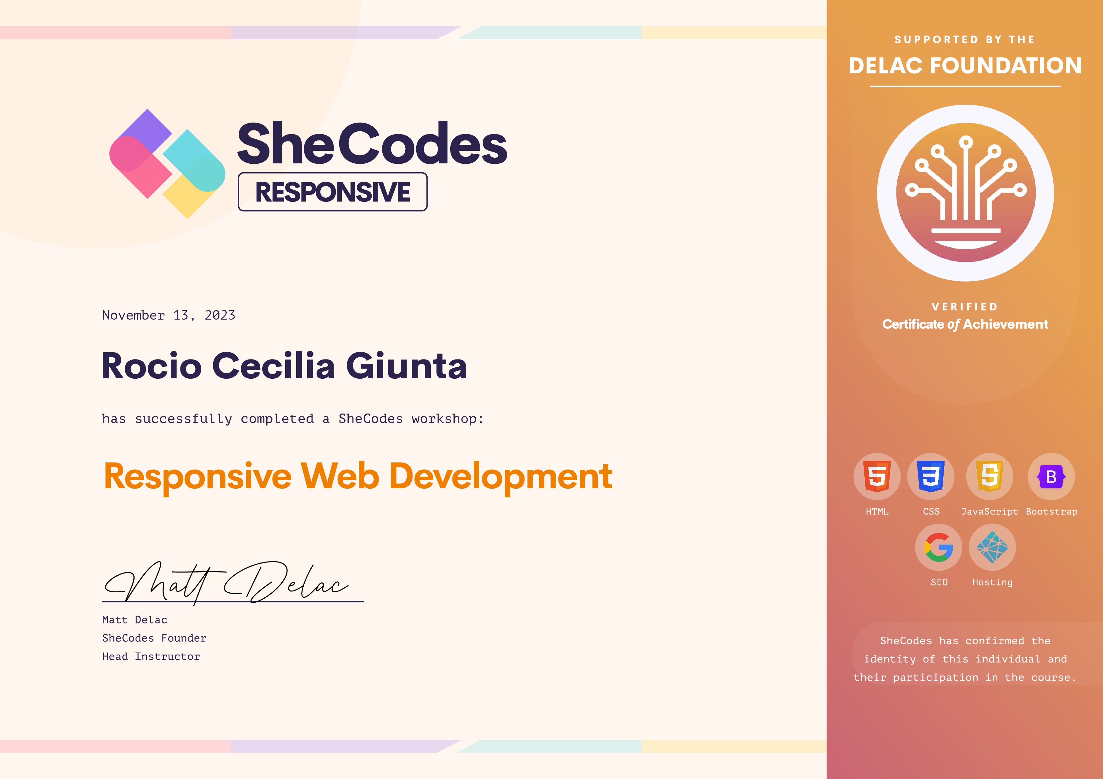 Rocio Cecilia Giunta SheCodes Profile | SheCodes