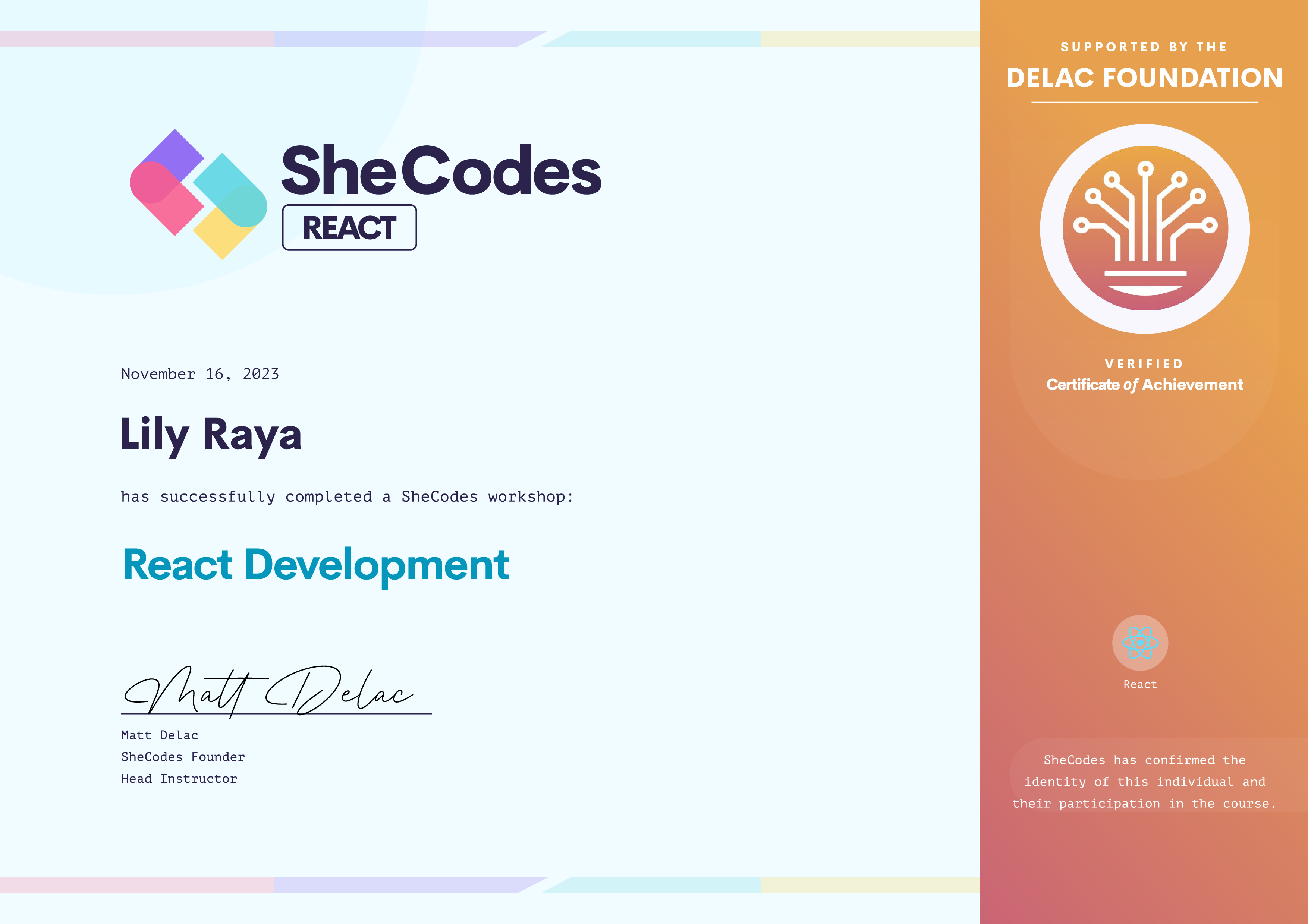 Lily Raya SheCodes Profile | SheCodes