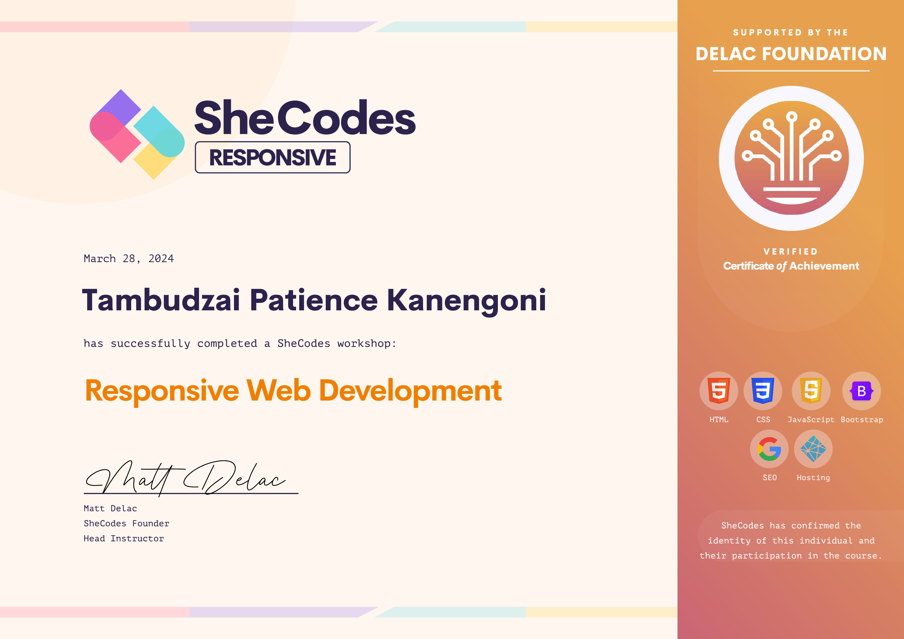 Tambudzai Patience Kanengoni SheCodes Profile | SheCodes