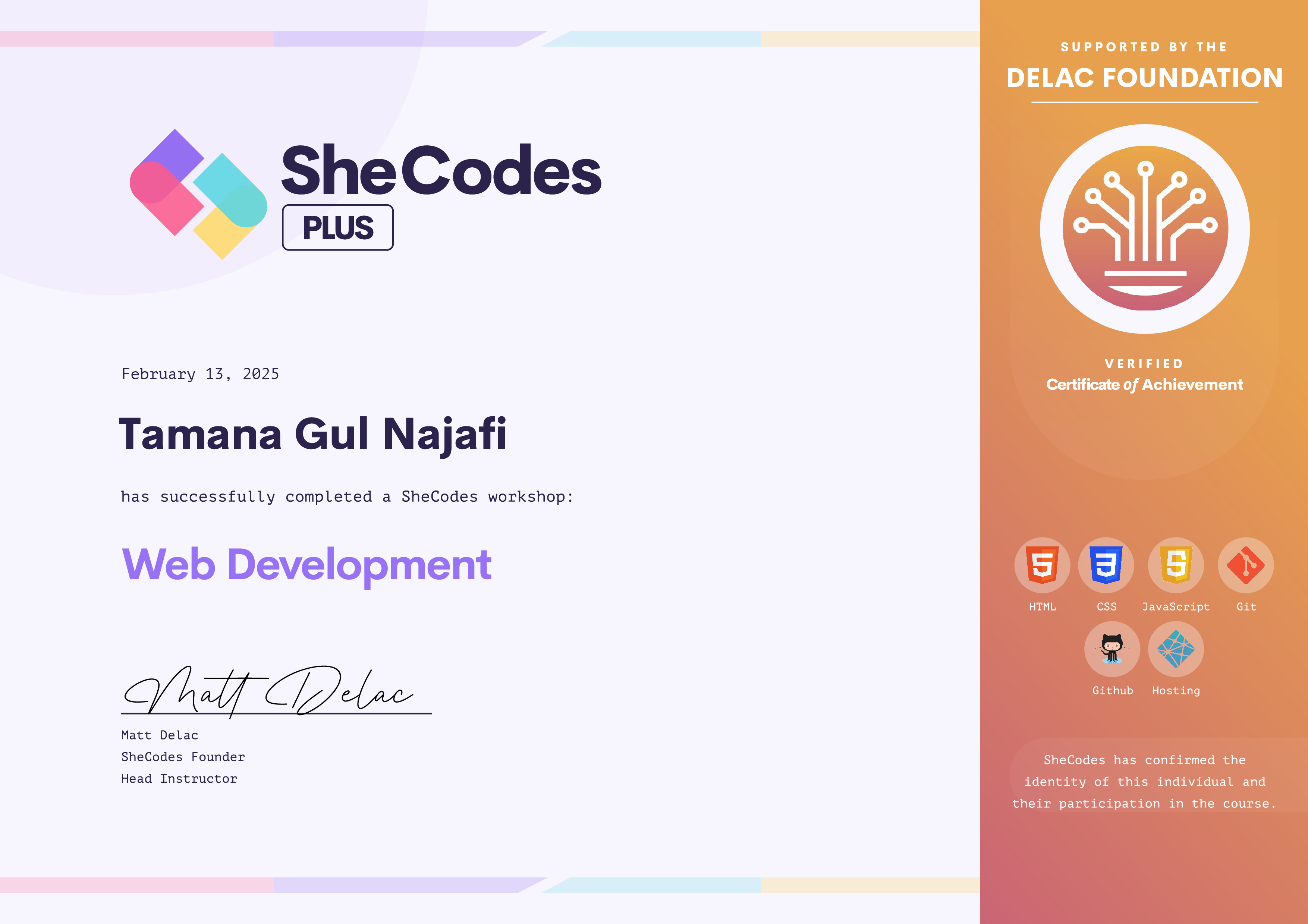 Tamana Gul Najafi SheCodes Profile | SheCodes