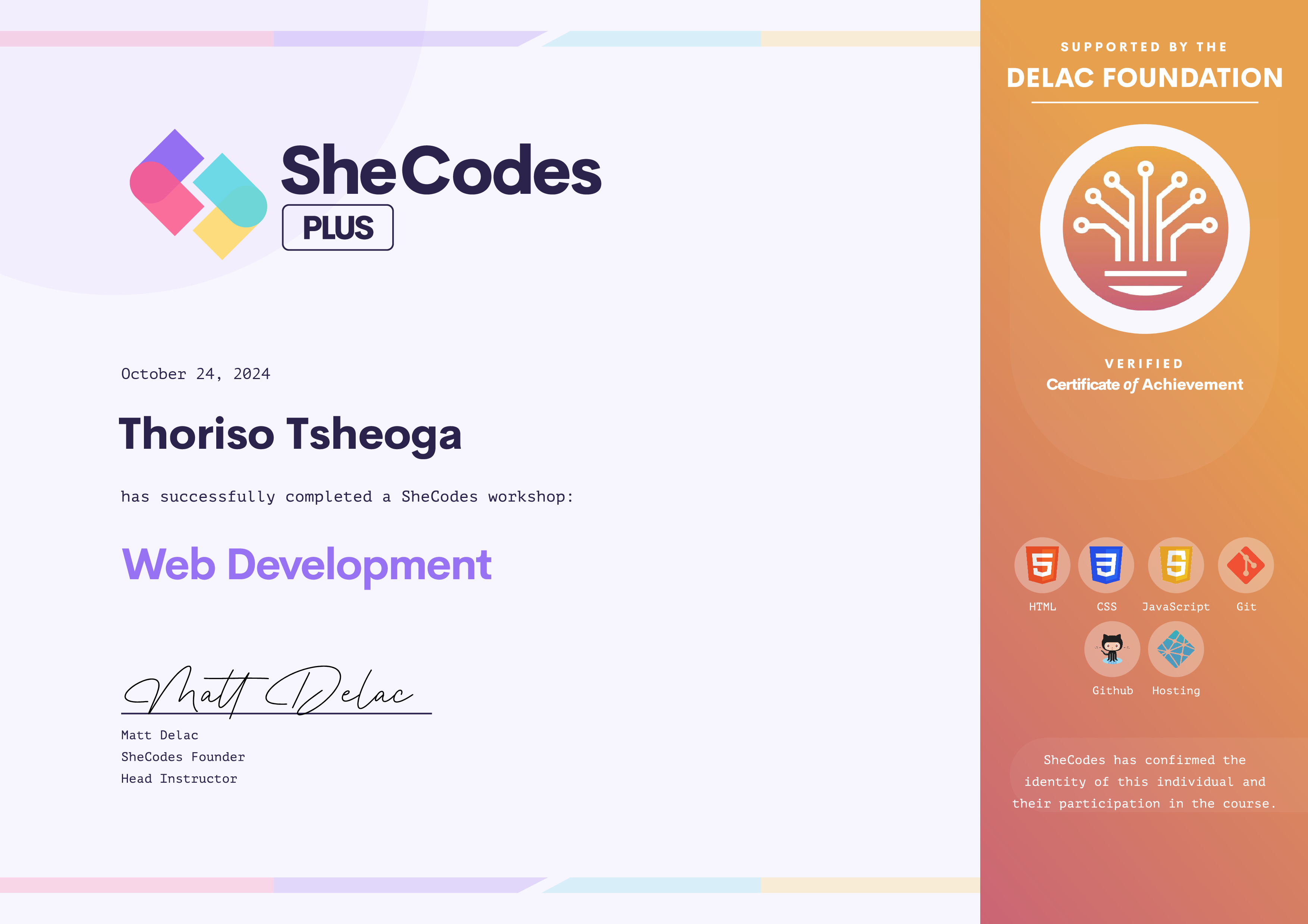 Thoriso Tsheoga SheCodes Profile | SheCodes