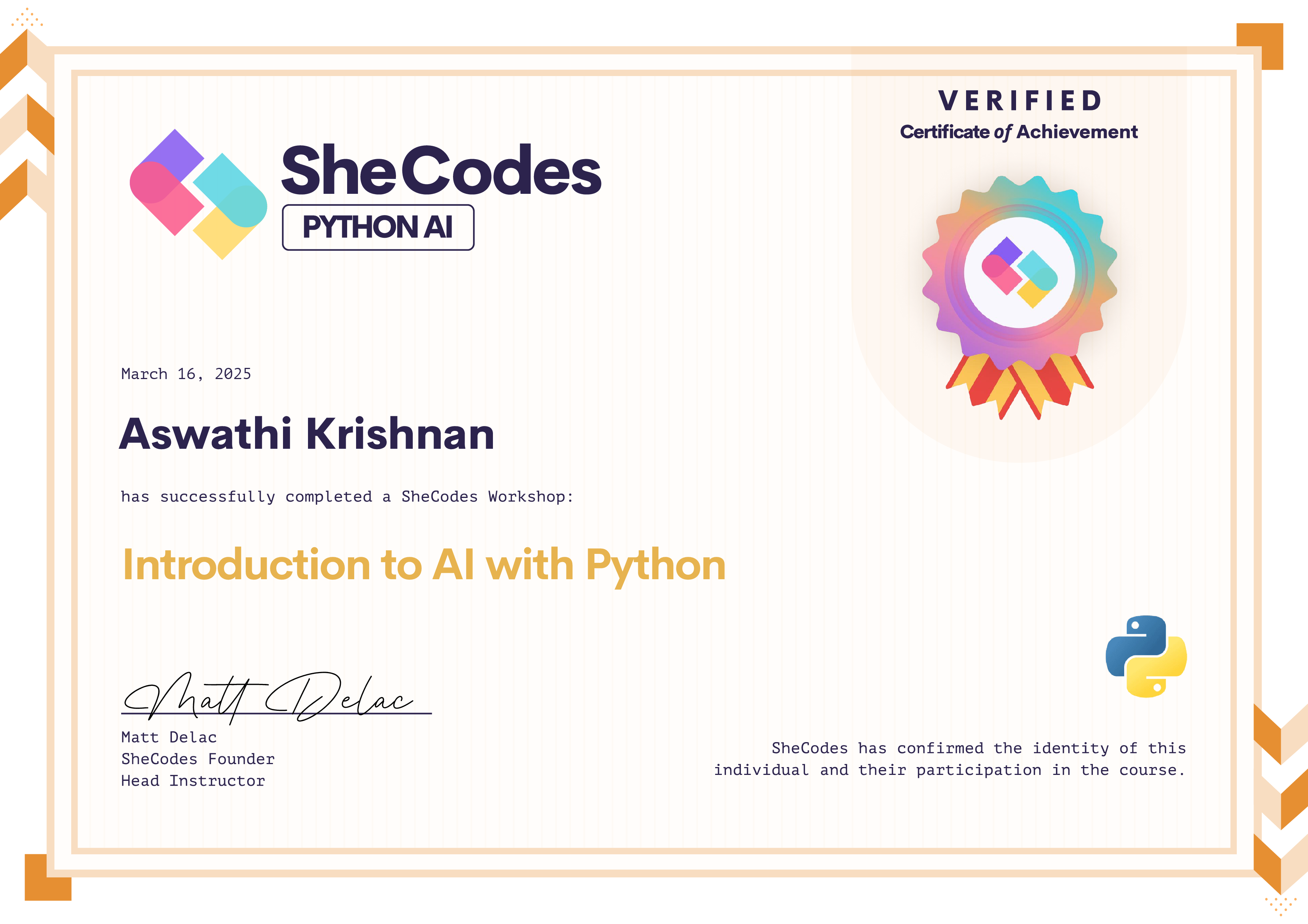 Aswathi Krishnan SheCodes Profile | SheCodes