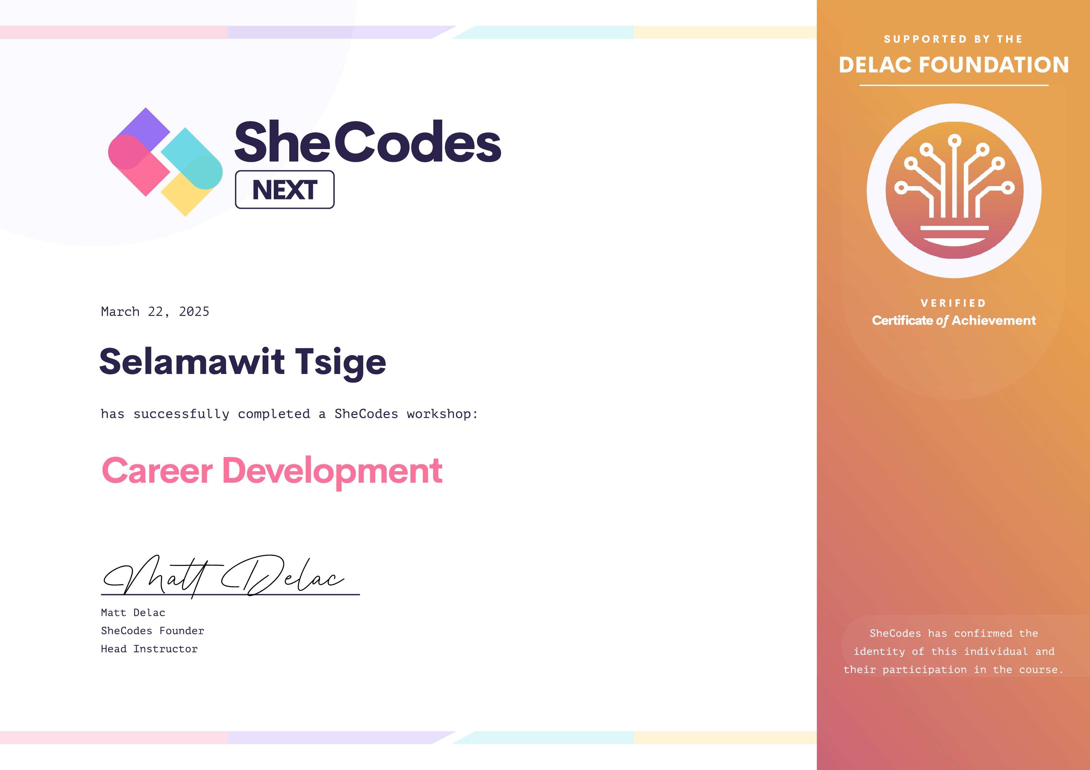 Selamawit Tsige SheCodes Profile | SheCodes