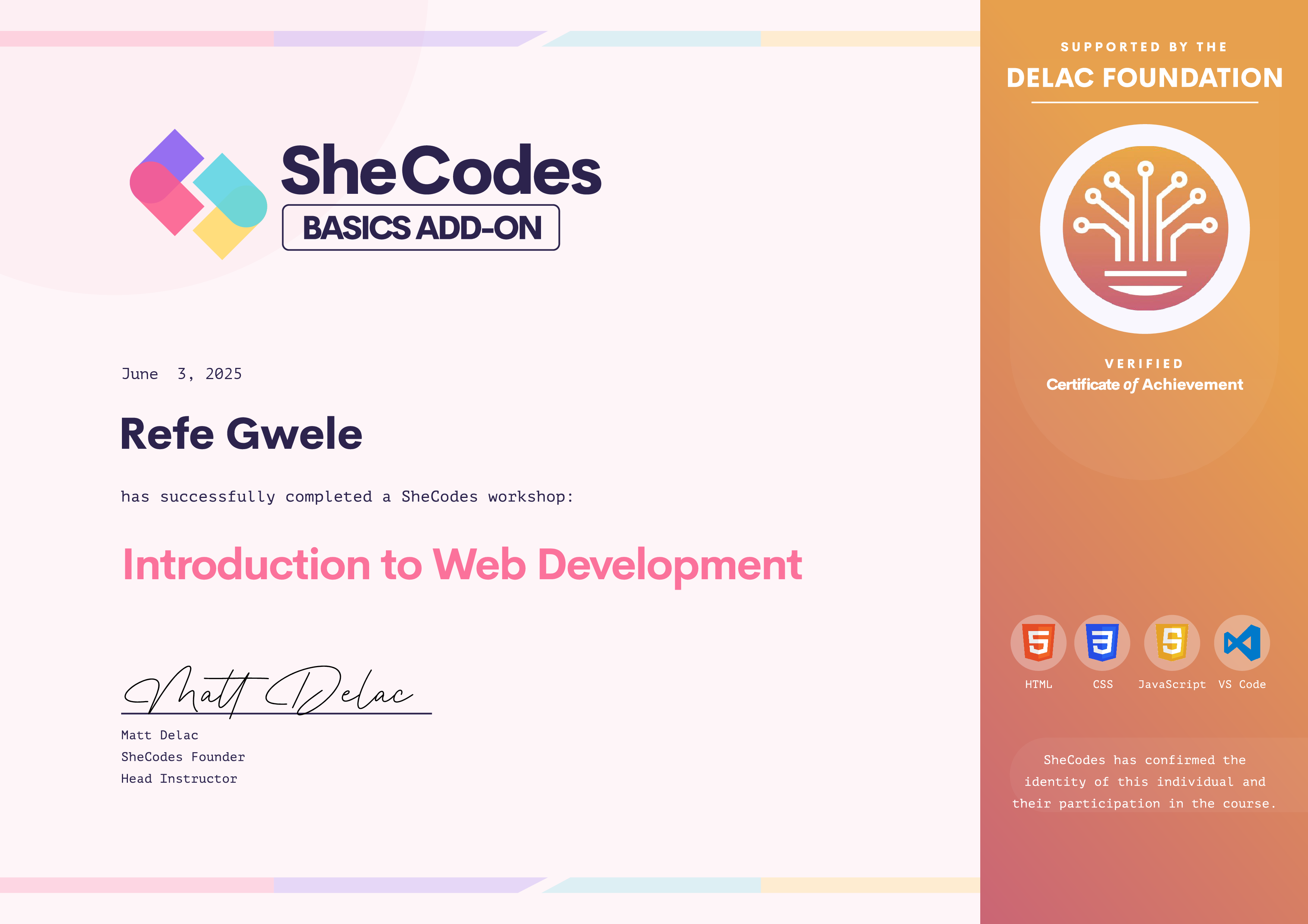 Refe Gwele SheCodes Profile | SheCodes