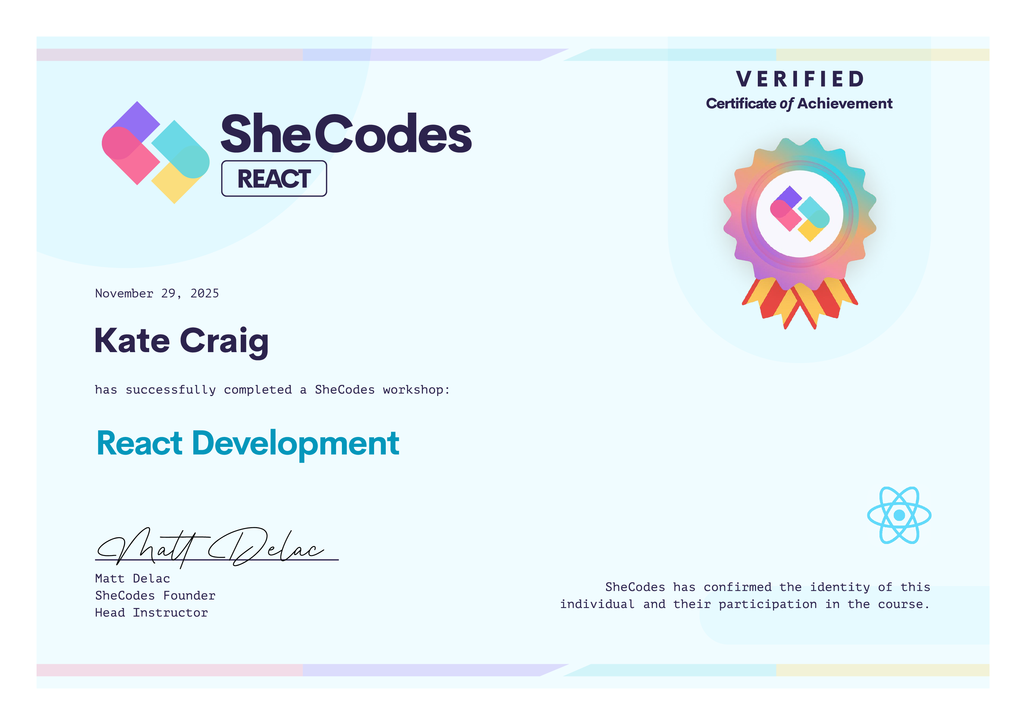 Kate Craig SheCodes Profile | SheCodes