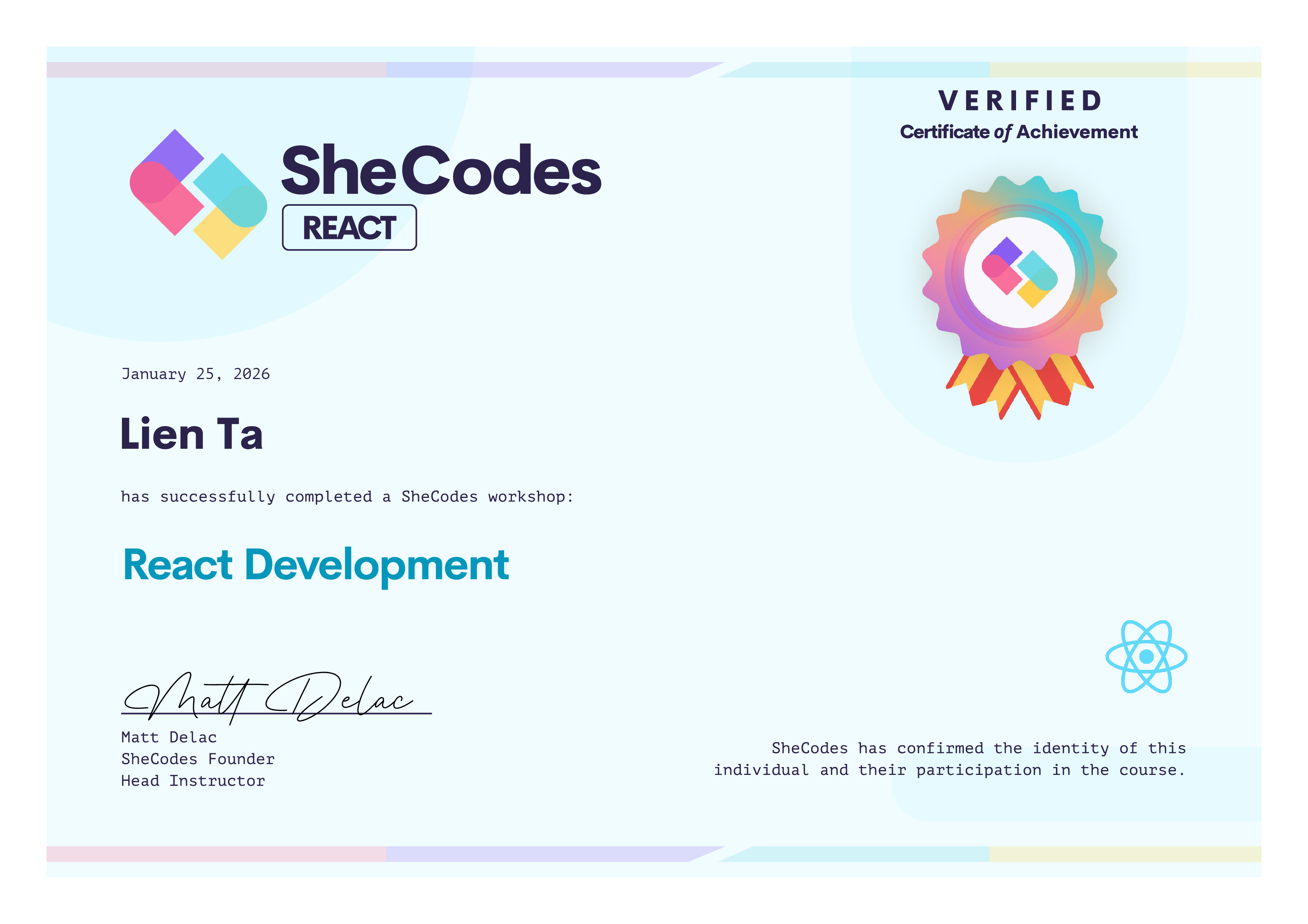 Lien Ta SheCodes Profile | SheCodes