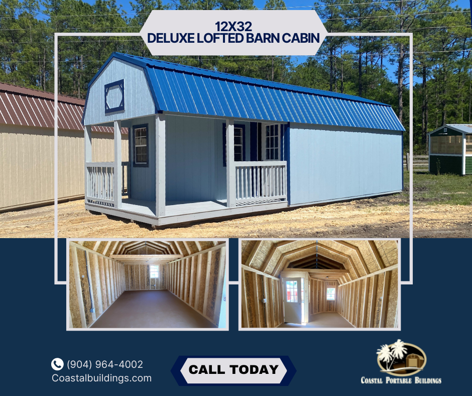 12x32 Deluxe Lofted Barn Cabin 7051 Shed For Sale | from Coastal ...