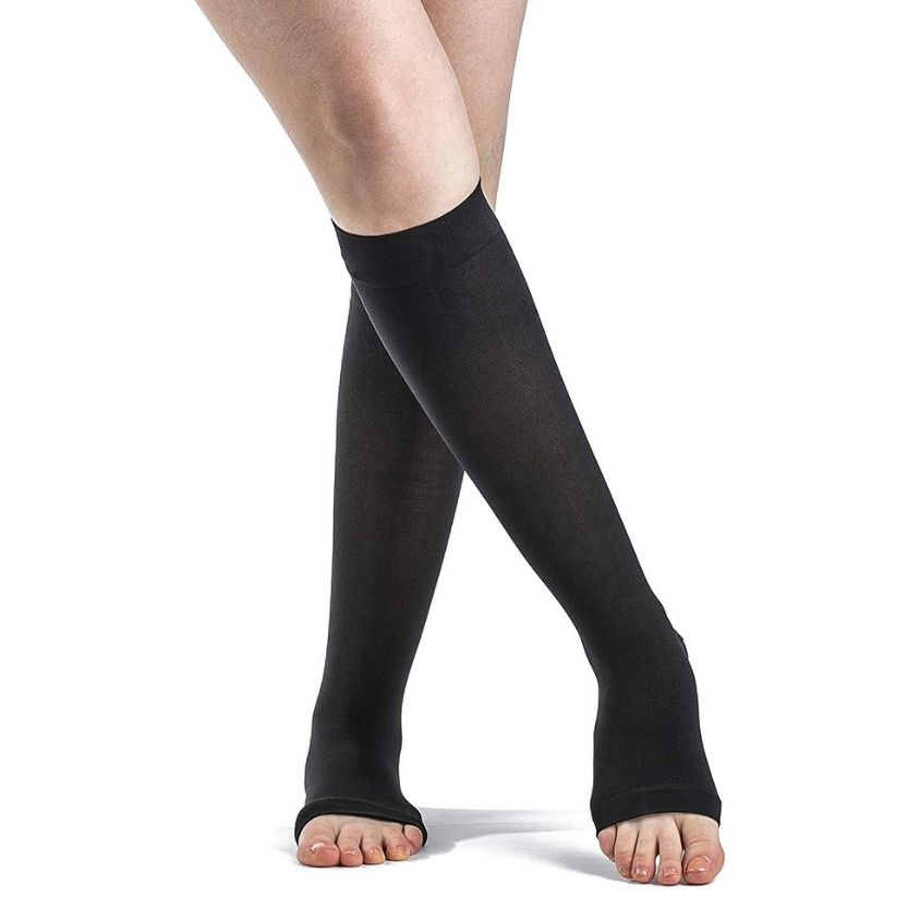 Sigvaris Women's SOFT OPAQUE Calf Open Toe Socks - SunMED Choice