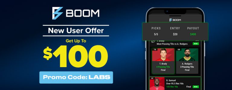Boom Fantasy Promo Code - LABS - $100 New User Offer